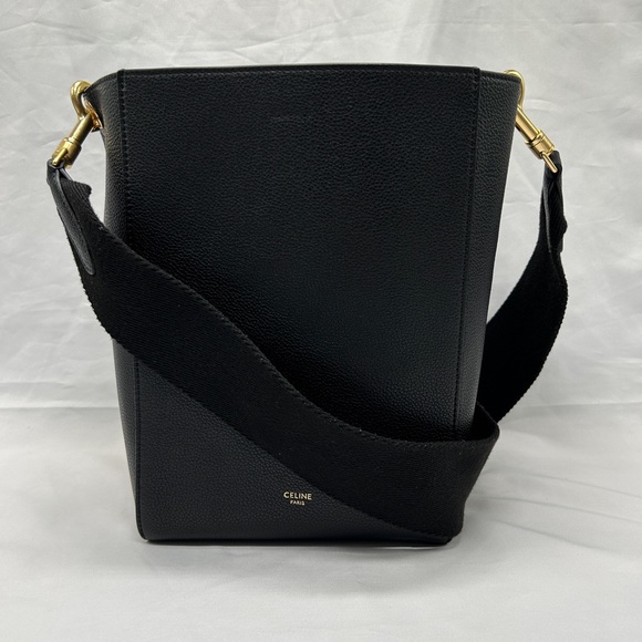 Celine | Bags | Celine Small Sangle Bucket Bag Black Grained Calfskin ...